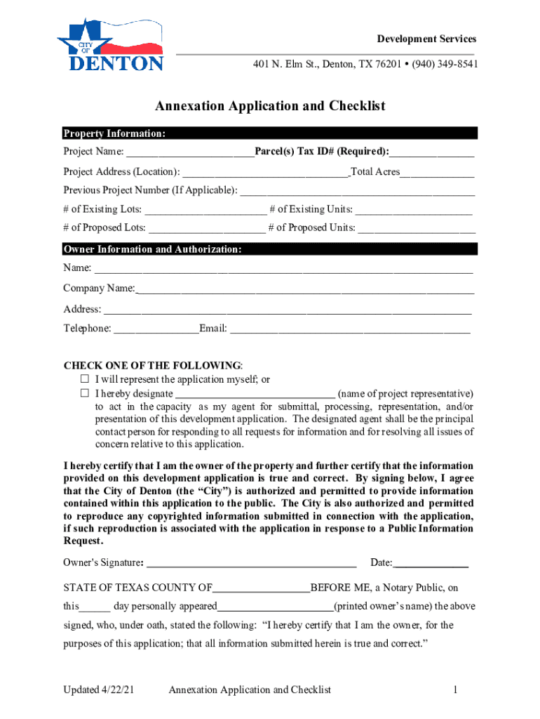 Fillable Online 401 N Elm St - City of Denton Building Safety ...