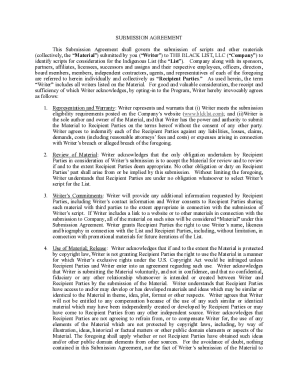Fillable Online Submission Agreement - The Black List Fax Email Print ...