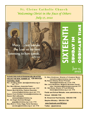 Fillable Online St. Cletus Catholic Church - Parishes Online Fax Email ...