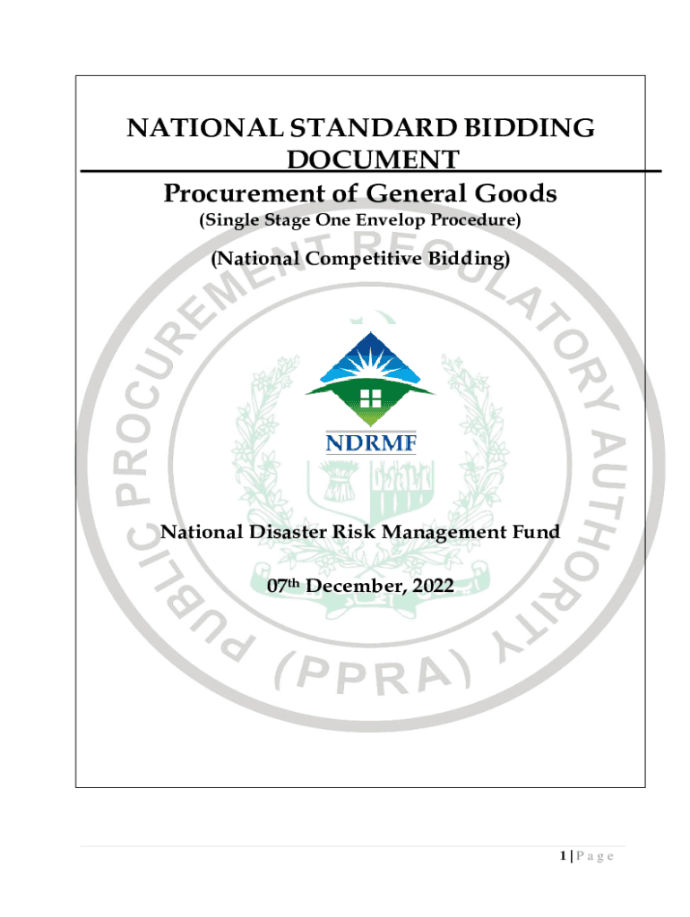 Fillable Online Standard Bidding Document for Procurement of General Goods Fax Email Print ...