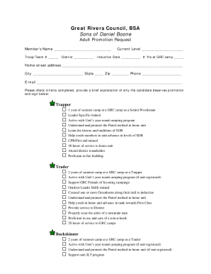 Fillable Online SDB adult promotion form.doc Fax Email Print - pdfFiller