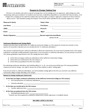 Fillable Online Change of Catalog Year Request Form Fax Email Print - pdfFiller
