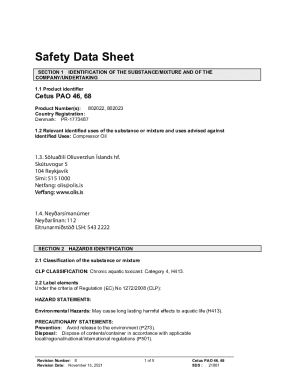 Fillable Online SAFETY DATA SHEET SECTION 1 Fax Email Print - pdfFiller