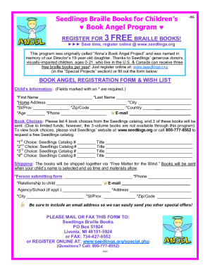 Fillable Online Book Angel Program - Seedlings Braille Books for ...