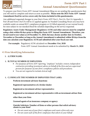 Fillable Online Form ADV Part 1 Annual Amendment Questionnaire Fax Email Print - pdfFiller