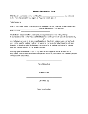 Fillable Online Copy of Athletic Permission Form Fax Email Print - pdfFiller