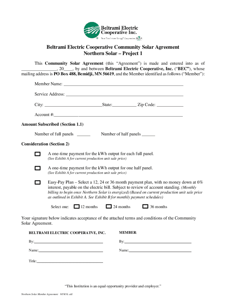 Fillable Online Community Solar Program Purchase Agreement - OPUC Fax ...