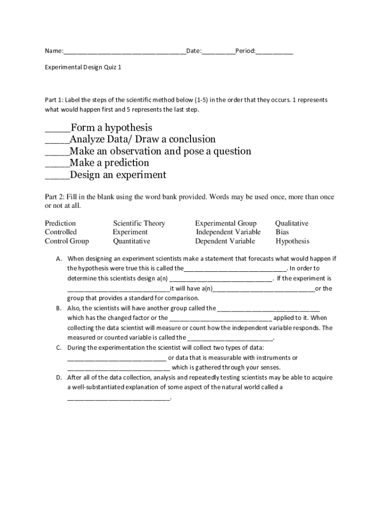 Fillable Online A Quick Guide to Experimental Design5 Steps & Examples Fax Email Print - pdfFiller