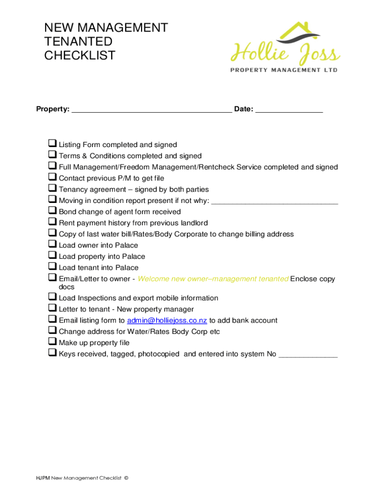 Fillable Online A Landlord's Checklist for New Tenants - LiveAbout Fax ...