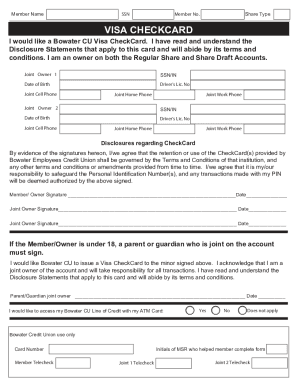 Fillable Online VISA Credit Card Disclosure Statement Information Box ...