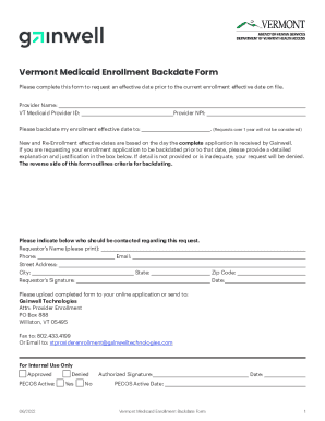 Fillable Online vermont medicaid provider enrollment & revalidation ...