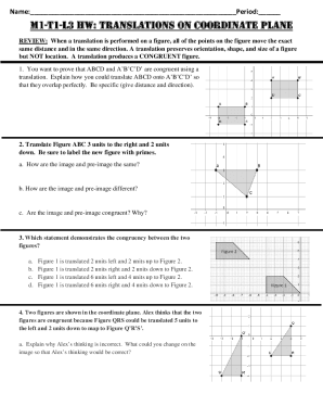 Fillable Online Translating A Triangle On The Coordinate Plane ...