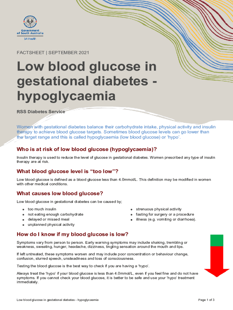 Fillable Online Low blood glucose in gestational diabetes ...