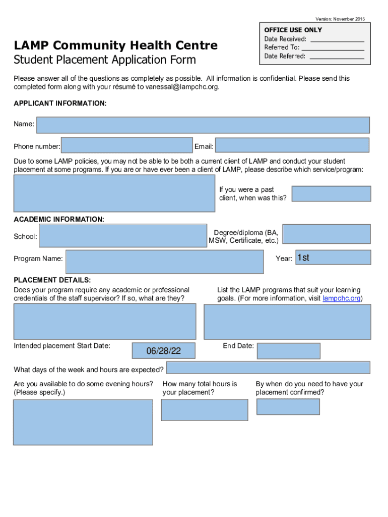 Fillable Online Student-Placement-Form Fax Email Print - pdfFiller