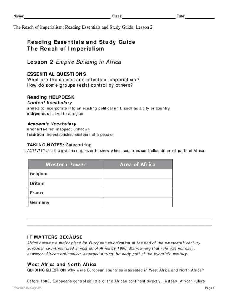 Fillable Online Lesson 2 - Reading Essentials and Study Guide The Reach of ... Fax Email Print ...