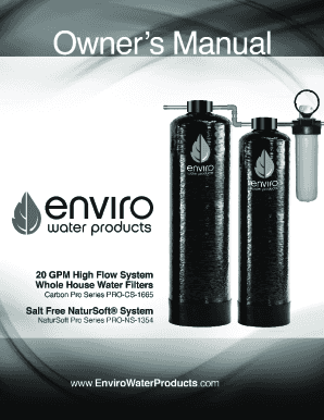 Fillable Online Enviro Water Products Pro Series Water Filter and Salt ...