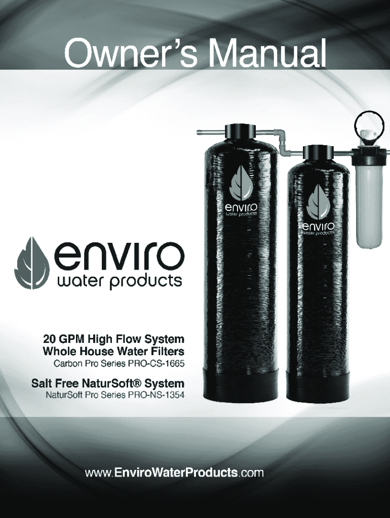 Fillable Online Enviro Water Products Pro Series Water Filter and Salt ...