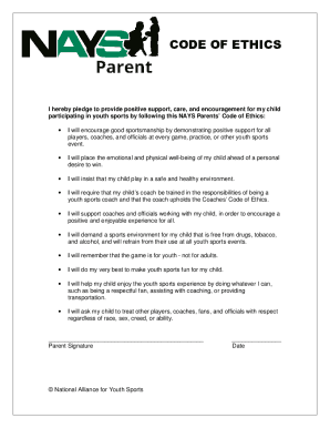 Fillable Online I hereby pledge to provide positive support, care ...