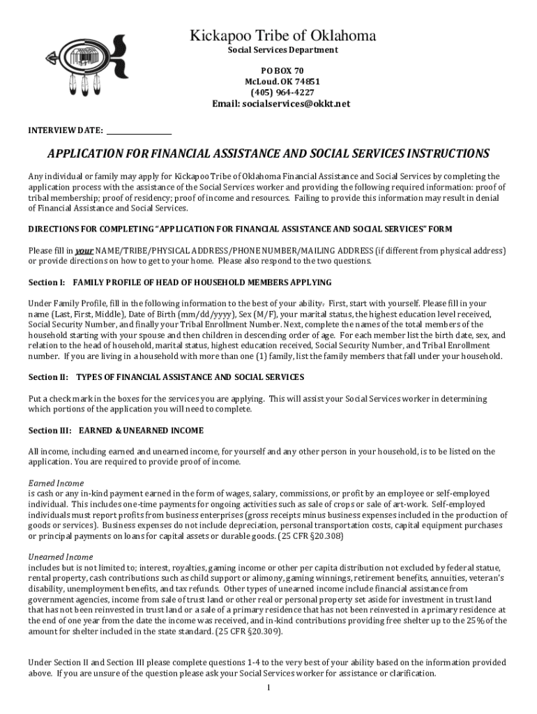 Fillable Online Kickapoo Tribe of Oklahoma Fax Email Print - pdfFiller