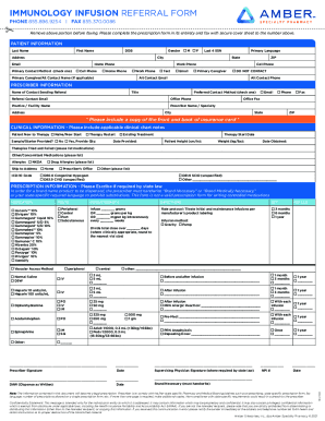 Fillable Online IMMUNOLOGY INFUSION REFERRAL FORMAmber ... Fax Email ...