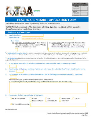 Fillable Online HEALTHCARE MEMBER APPLICATION FORM Fax Email Print ...