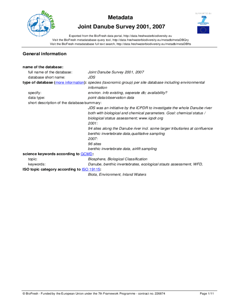 Fillable Online data freshwaterbiodiversity Editorial - Launch of the Freshwater Metadata ...