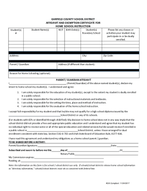 Fillable Online Utah State Board of Education Model Affidavit and ...