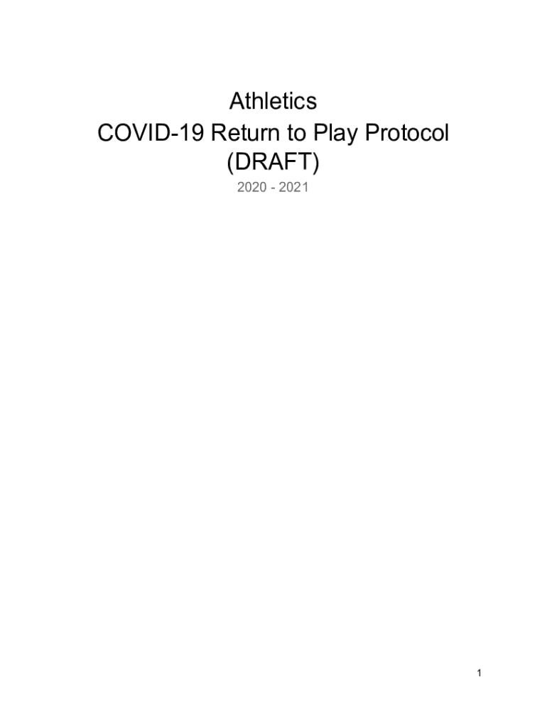 Fillable Online Athletics COVID-19 Return to Play Protocol (DRAFT) Fax ...