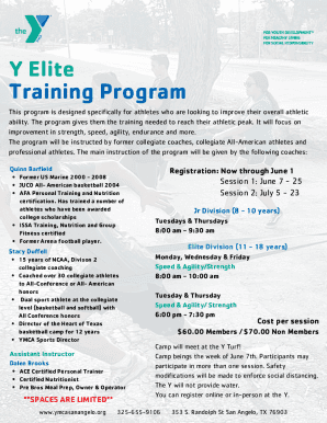 Fillable Online Y Elite Training Program - United Way Concho Valley Fax ...