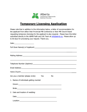 Fillable Online Temporary Licensing ApplicationABMB Fax Email Print ...