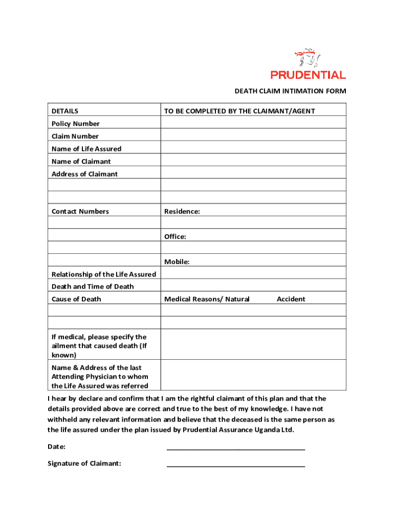 Fillable Online Death benefit claim form for one off payments Fax Email ...