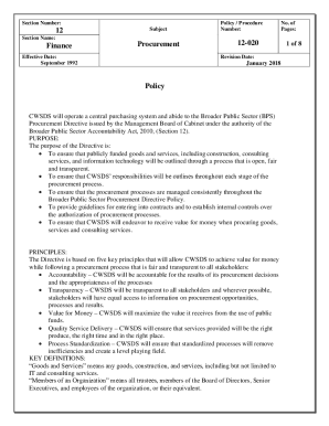Fillable Online BPS Procurement Directive - Doing Business with Ontario ...