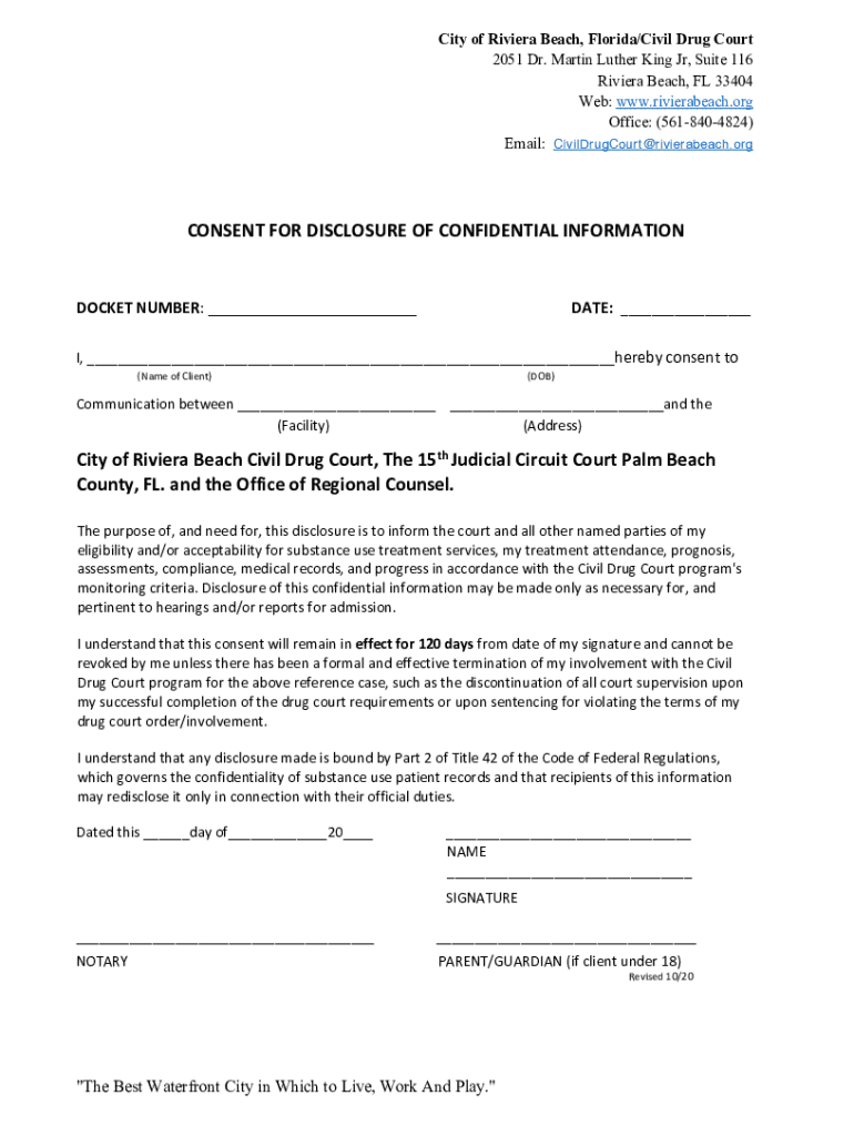 Fillable Online CONSENT FOR DISCLOSURE OF CONFIDENTIAL INFORMATION ...