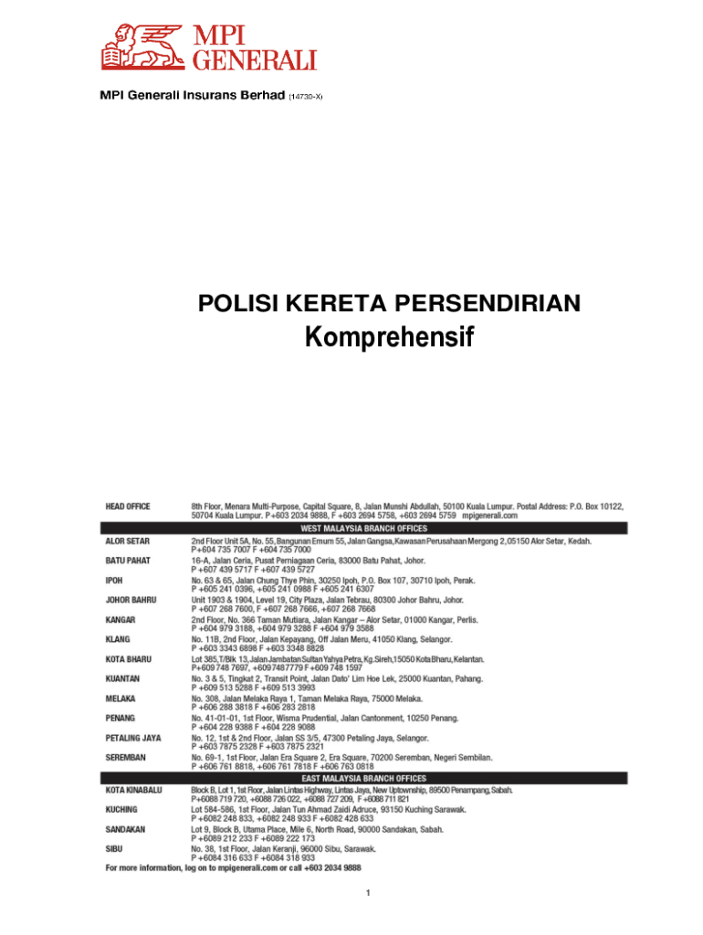 Fillable Online Our JB branch is now at Southkey!... - MPI Generali ...