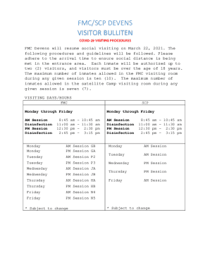Fillable Online FMC/SCP DEVENS VISITOR BULLITEN Fax Email Print - pdfFiller