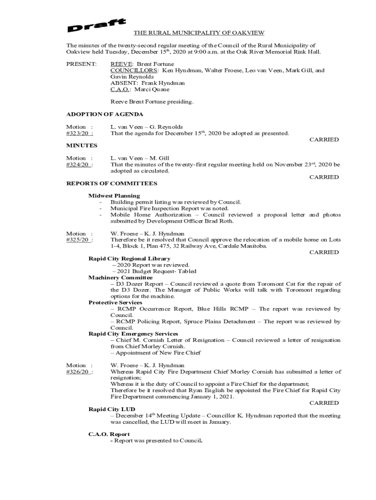 Fillable Online the rural municipality of oakview Fax Email Print ...
