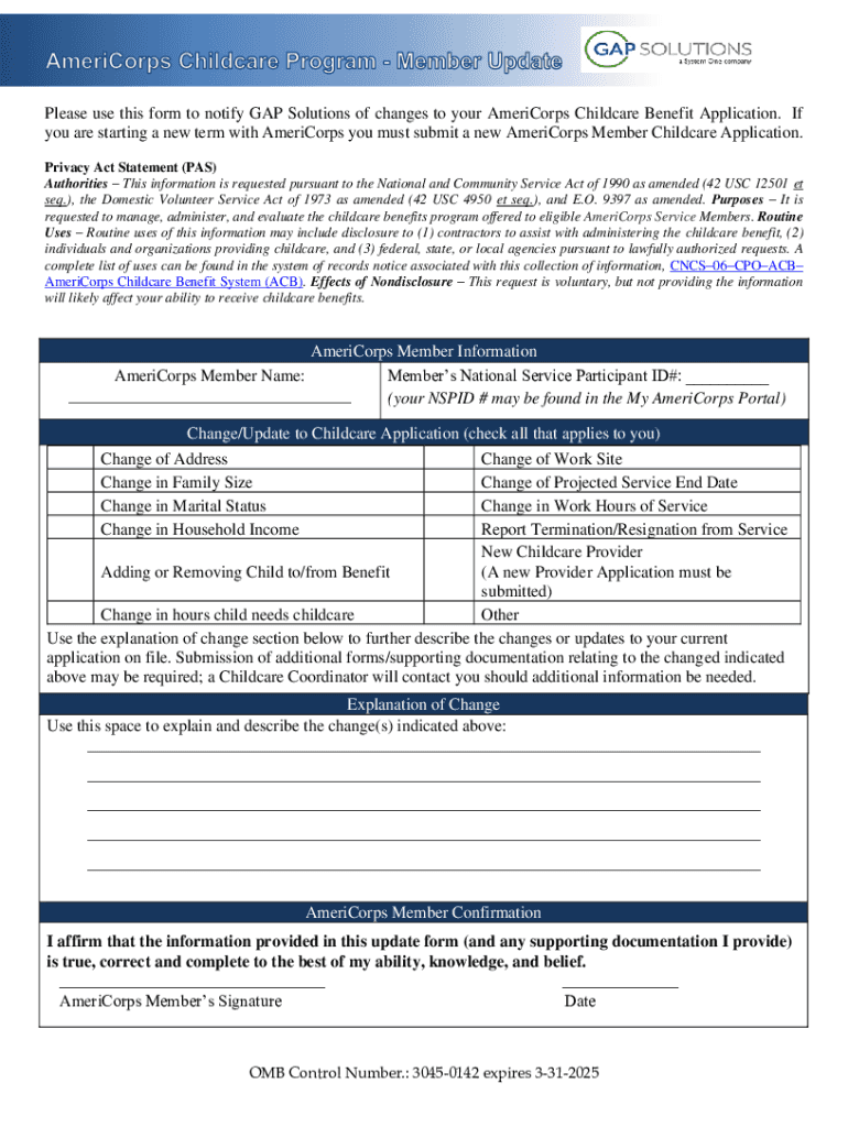 Fillable Online Please use this form to notify GAP Solutions of changes to ... Fax Email Print ...