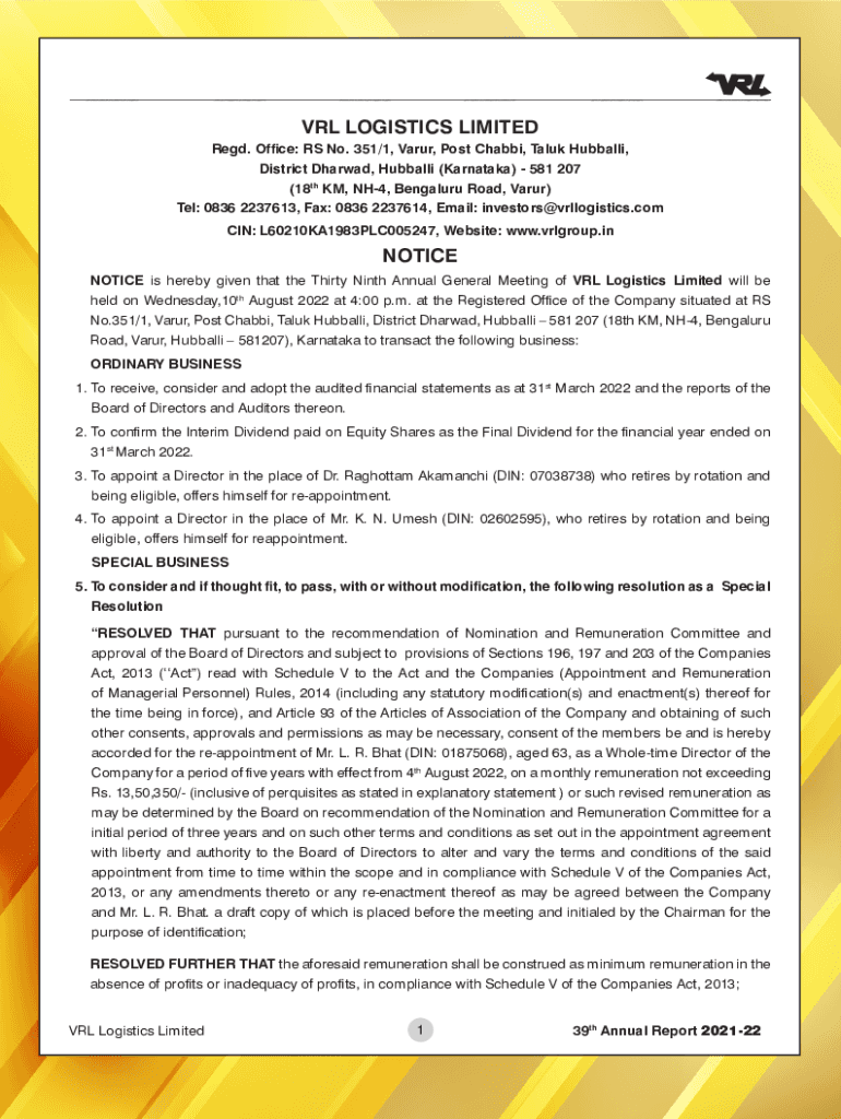 Fillable Online General Parcel T & C - VRL Logistics Limited Fax Email ...