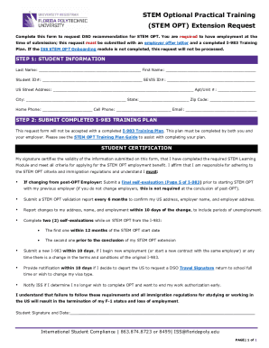Fillable Online Optional Practical Training STEM Extension (STEM OPT ...