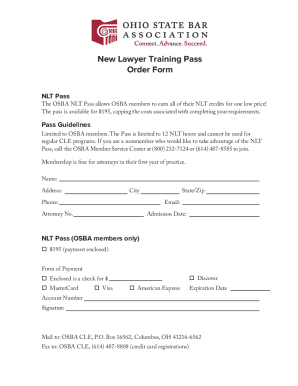 Fillable Online Fillable Online ohiobar New Lawyer Training Pass Order ...