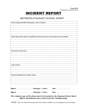 Fillable Online meteastschoolsport eq edu Sample Critical Injury ...