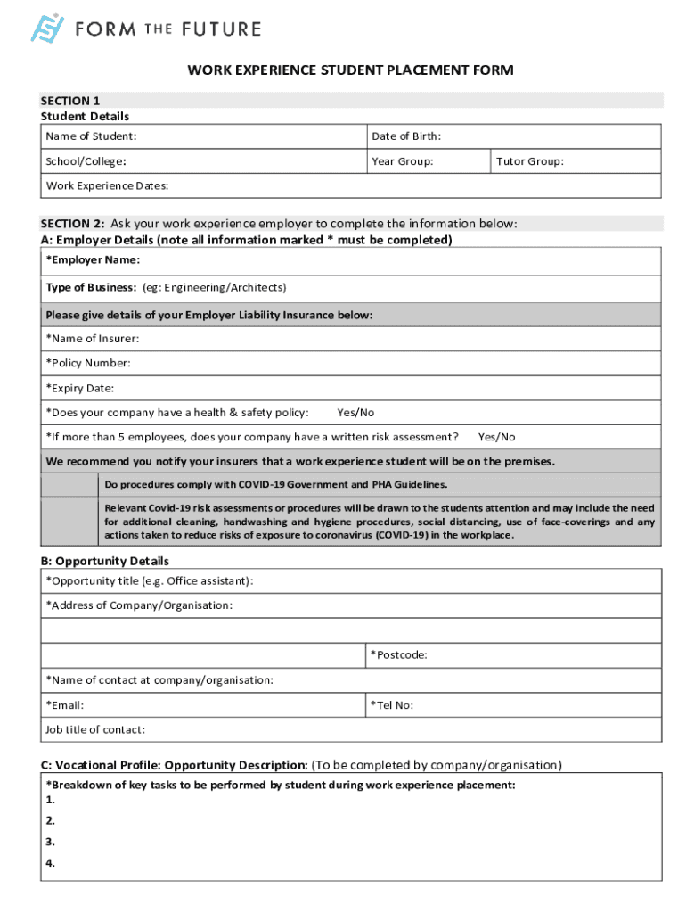 Fillable Online Work Experience Education (WEE) - Career Technical ...