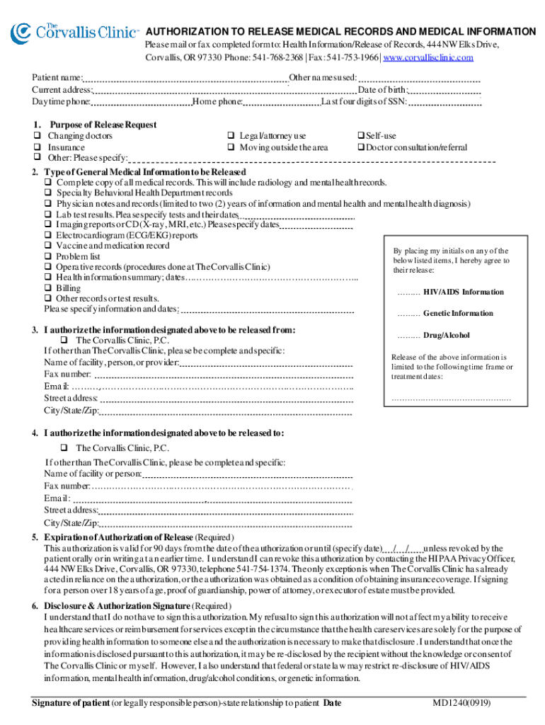 Fillable Online Health ServicesForms - Benton County Oregon Fax Email ...