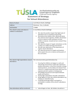 Fillable Online Statement of Strategy for School Attendance - Tusla Fax ...
