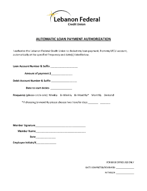 Fillable Online Automatic Loan Payment Authorization Fax Email Print ...