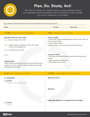 Fillable Online The Plan, Do, Study, Act (PDSA) cycle is a simple ...