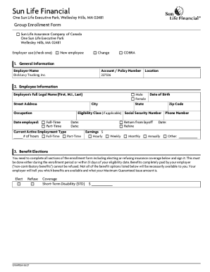 Fillable Online Enrollment and Change Form Dearborn Life Insurance ...