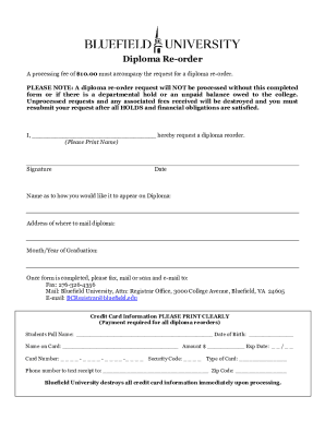 Fillable Online Duplicate Diploma Request Form - TN.gov Fax Email Print - pdfFiller