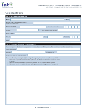 Fillable Online Complaint Form - International Nurse Training Fax Email Print - pdfFiller