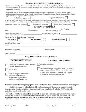 Fillable Online www-sjths stjohns k12 fl St. Johns Technical High ...